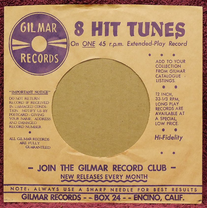 45 RPM GENERIC RECORD COMPANY SLEEVES Page G